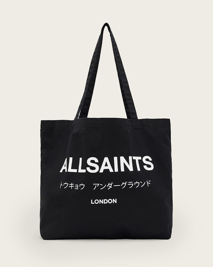 Underground Logo Printed Tote Bag Black/Chalk | ALLSAINTS